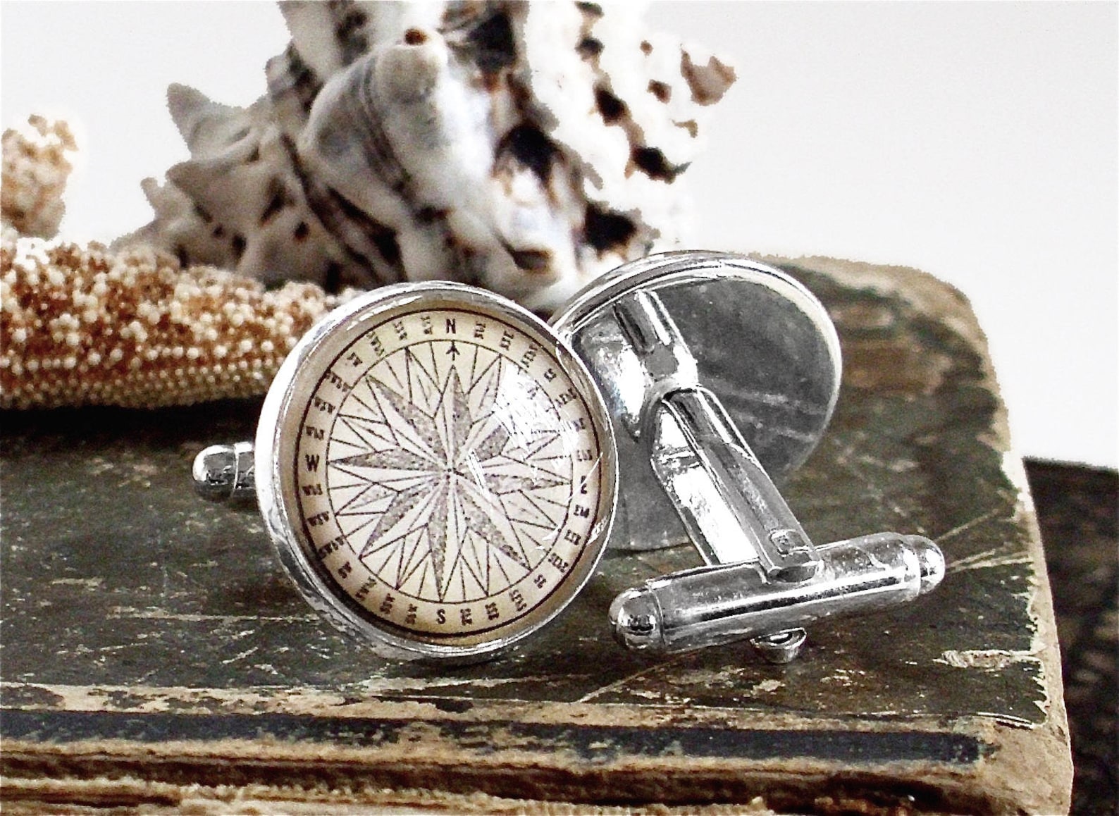 Compass Cufflinks / Cuff Links - Antique Nautical Print Cufflinks in ...