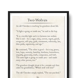 Tale of Two Wolves, Cherokee Tale, Native American Story, Graduation ...