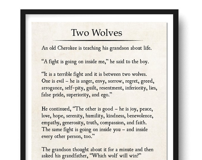 Tale of Two Wolves, Cherokee Tale, Native American Story, Graduation ...