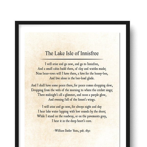 Isle of Innisfree Poem - Etsy