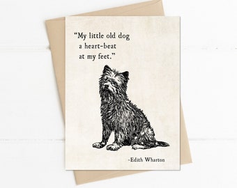 Edith Wharton Little Dog Heartbeat Quote Friendship Card - Etsy