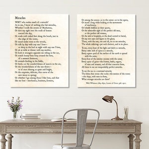 Walt Whitman Quote Art Print, Miracles Poem Leaves of Grass, Miracles ...