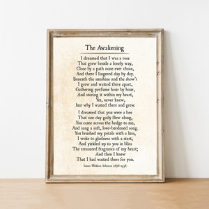 The Awakening Poem Print, I Dreamed That I Was a Rose, James Weldon ...