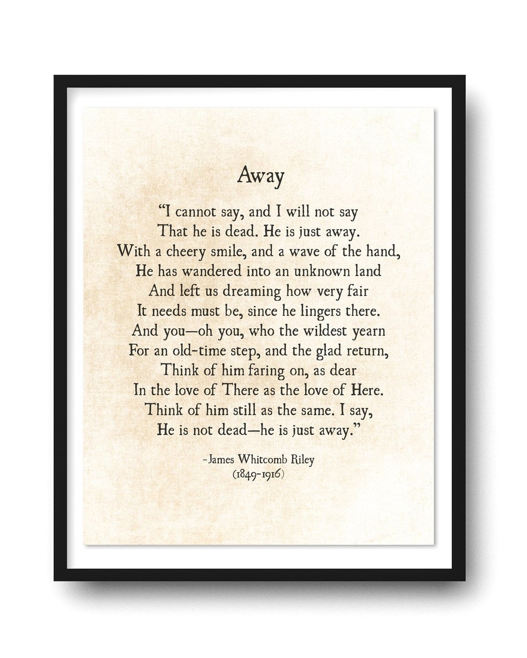 James Whitcomb Riley Away Poem, He is Away Funeral Poem, Bereavement ...