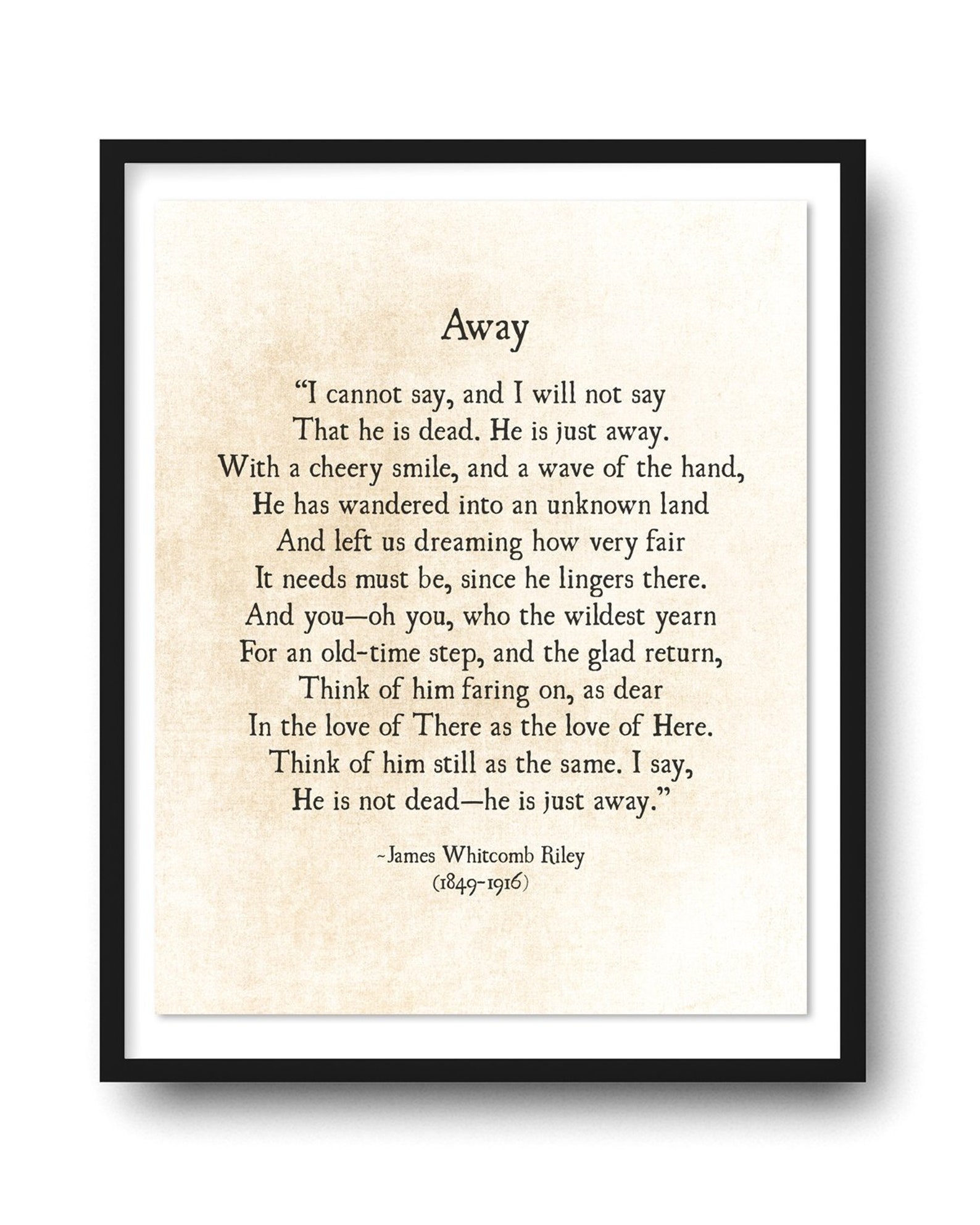 James Whitcomb Riley Away Poem He is Away Funeral Poem - Etsy Canada