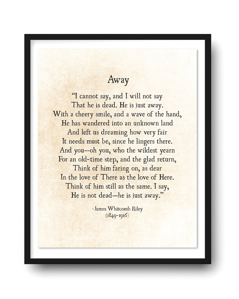 James Whitcomb Riley Away Poem He is Away Funeral Poem | Etsy