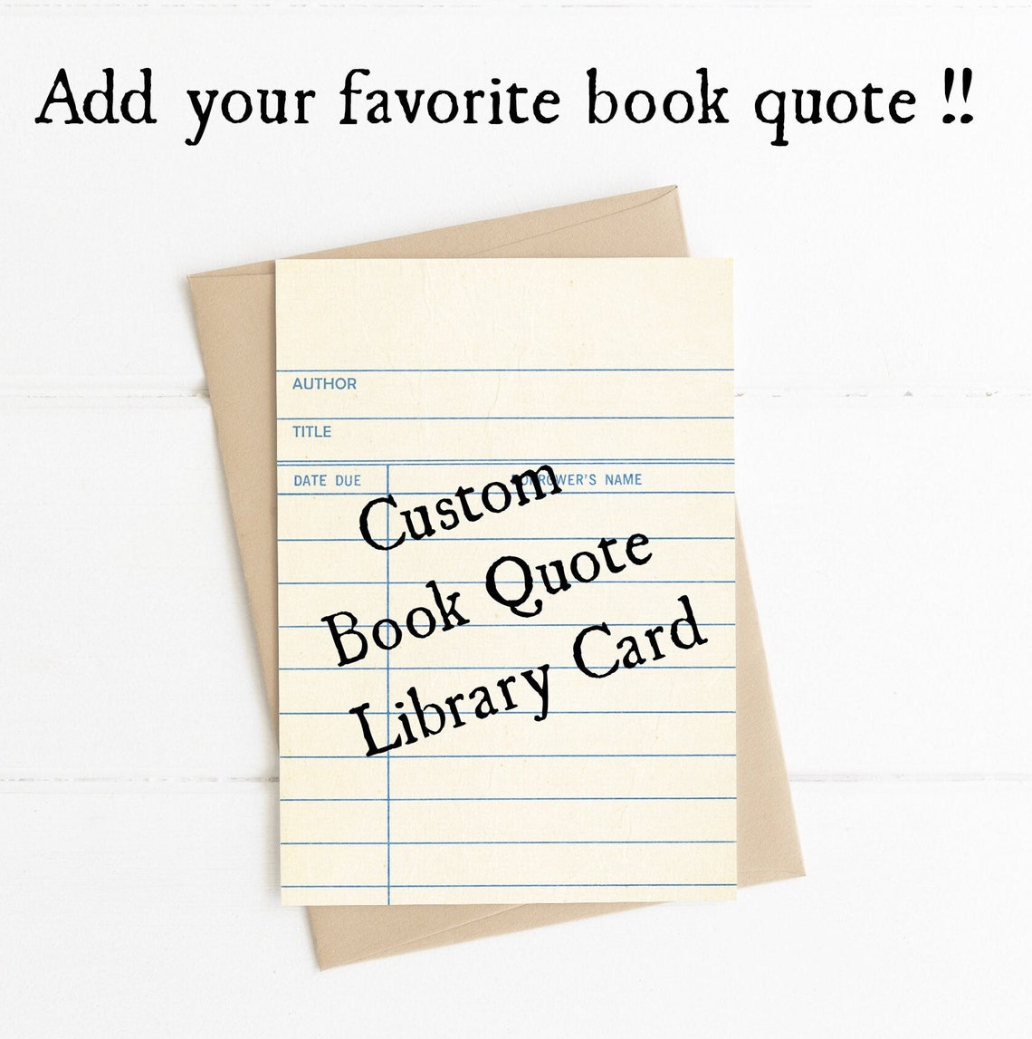 Custom Quote Library Card Personalized Library Card Book | Etsy