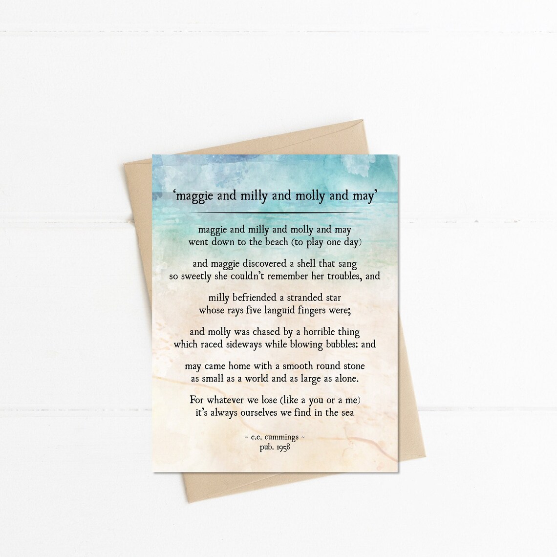 E.E. Cummings Poem Maggie and Milly and Molly and May Poetry - Etsy