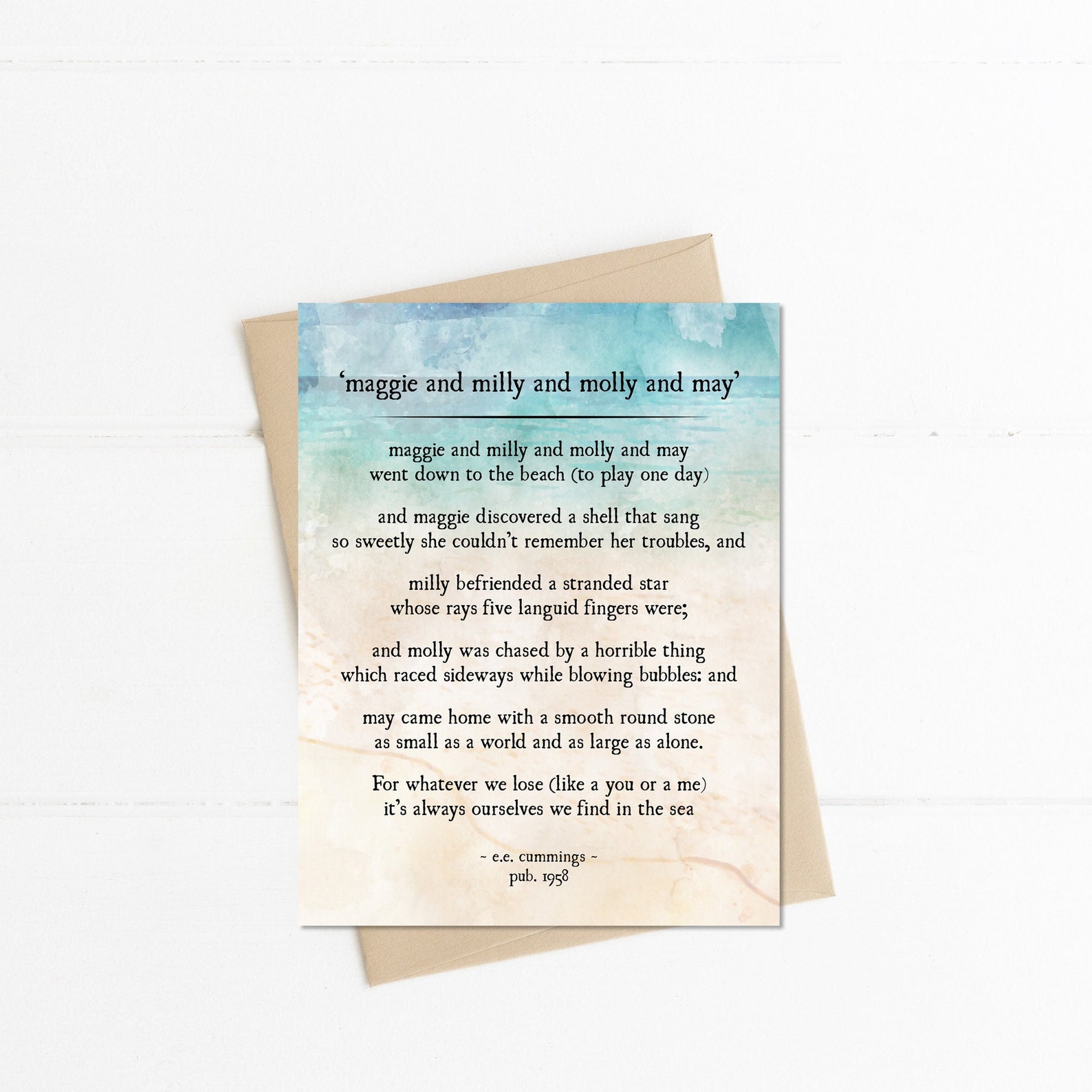 E.E. Cummings Poem Maggie and Milly and Molly and May Poetry - Etsy