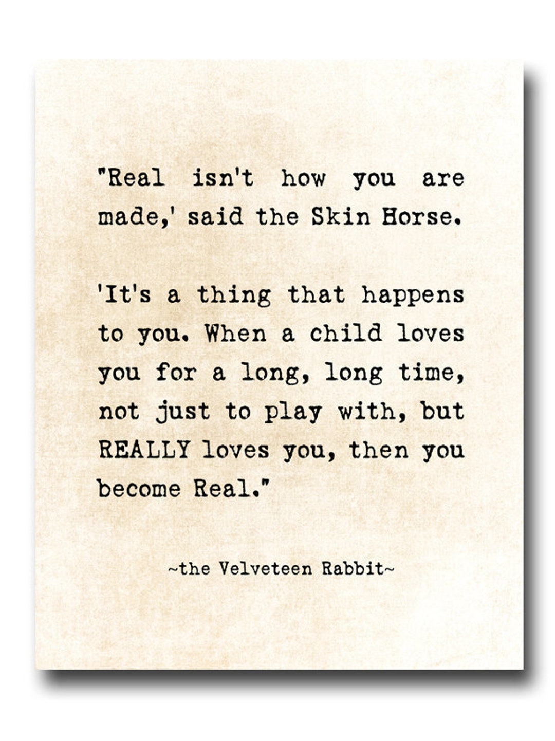 Velveteen Rabbit Quote Margery Williams, Literary Print, Nursery Print ...