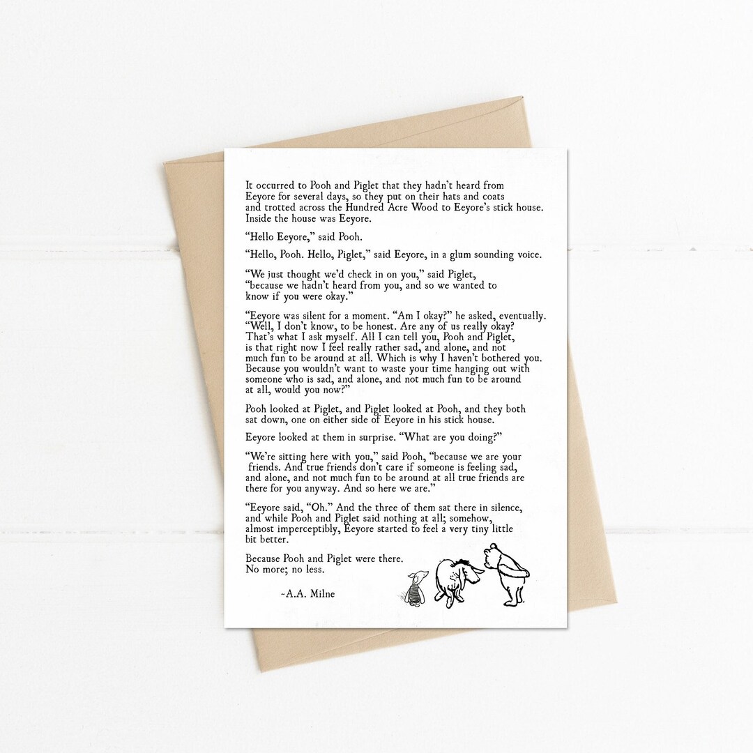 Winnie the Pooh AA Milne Quote, It's Ok to Not Be Ok, Pooh Eeyore ...