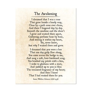 The Awakening Poem Print, I Dreamed That I Was a Rose, James Weldon ...