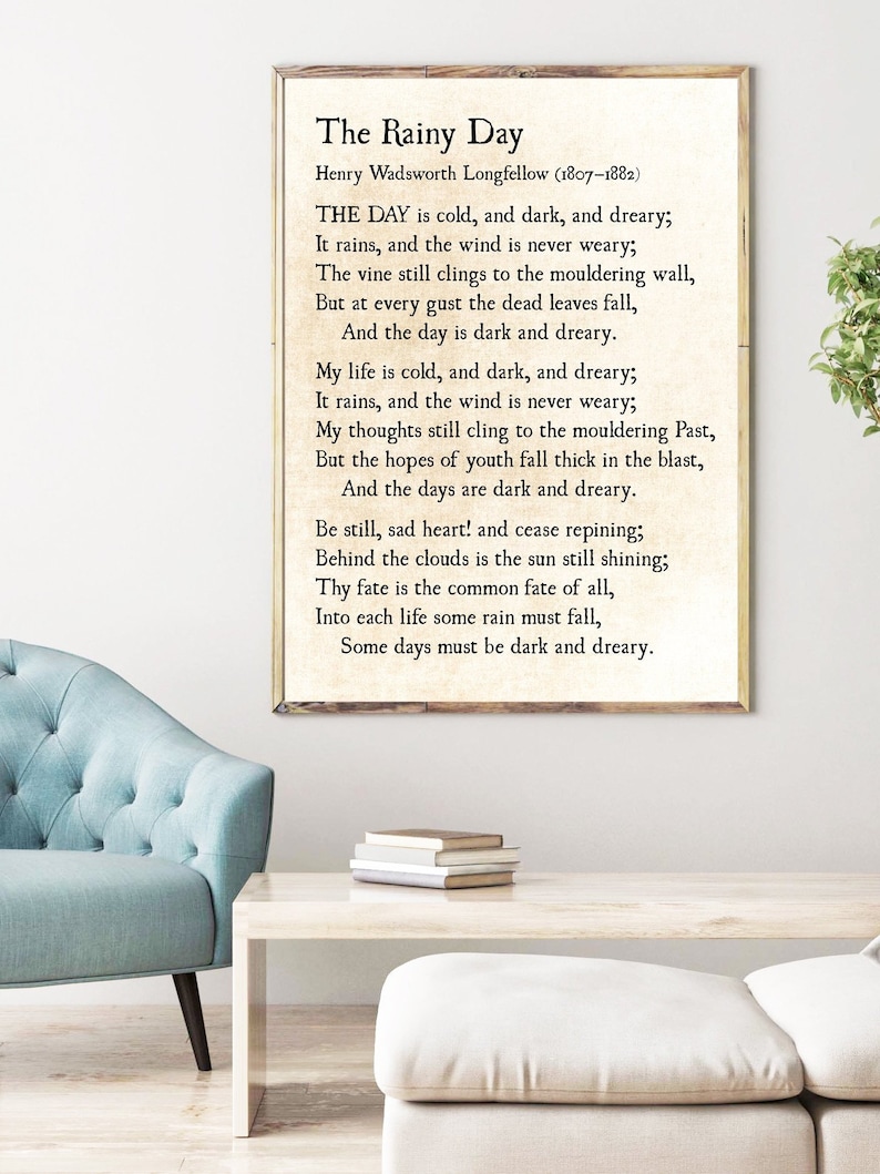 Rainy Day Poem Be Still Sad Heart Henry Wadsworth | Etsy