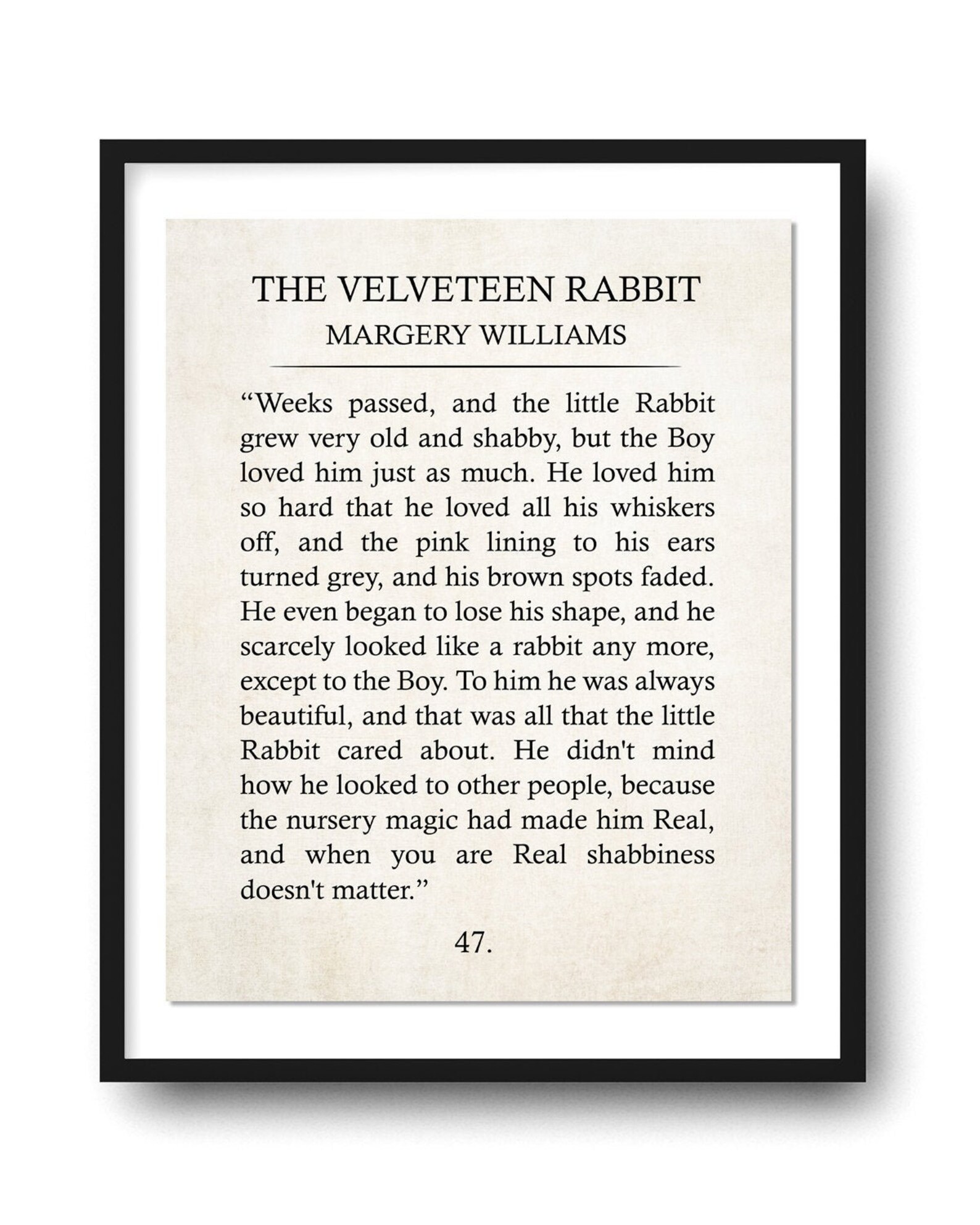 Velveteen Rabbit Quote Print, Margery Williams Quote, Weeks Passed ...