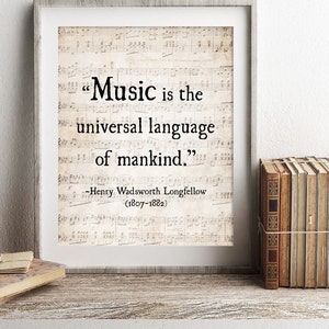 Music Quote, Henry Wadsworth Longfellow, Music Art Print, Musician Gift ...