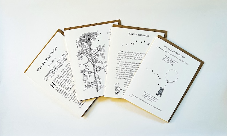 Winnie the Pooh Card AA Milne Book Page Notecards Winnie - Etsy