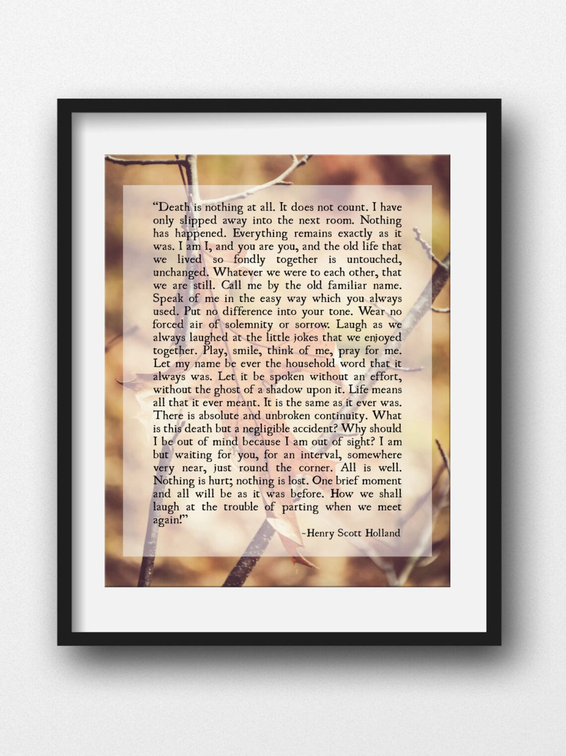 Death is Nothing at All Henry Scott Holland Quote - Etsy