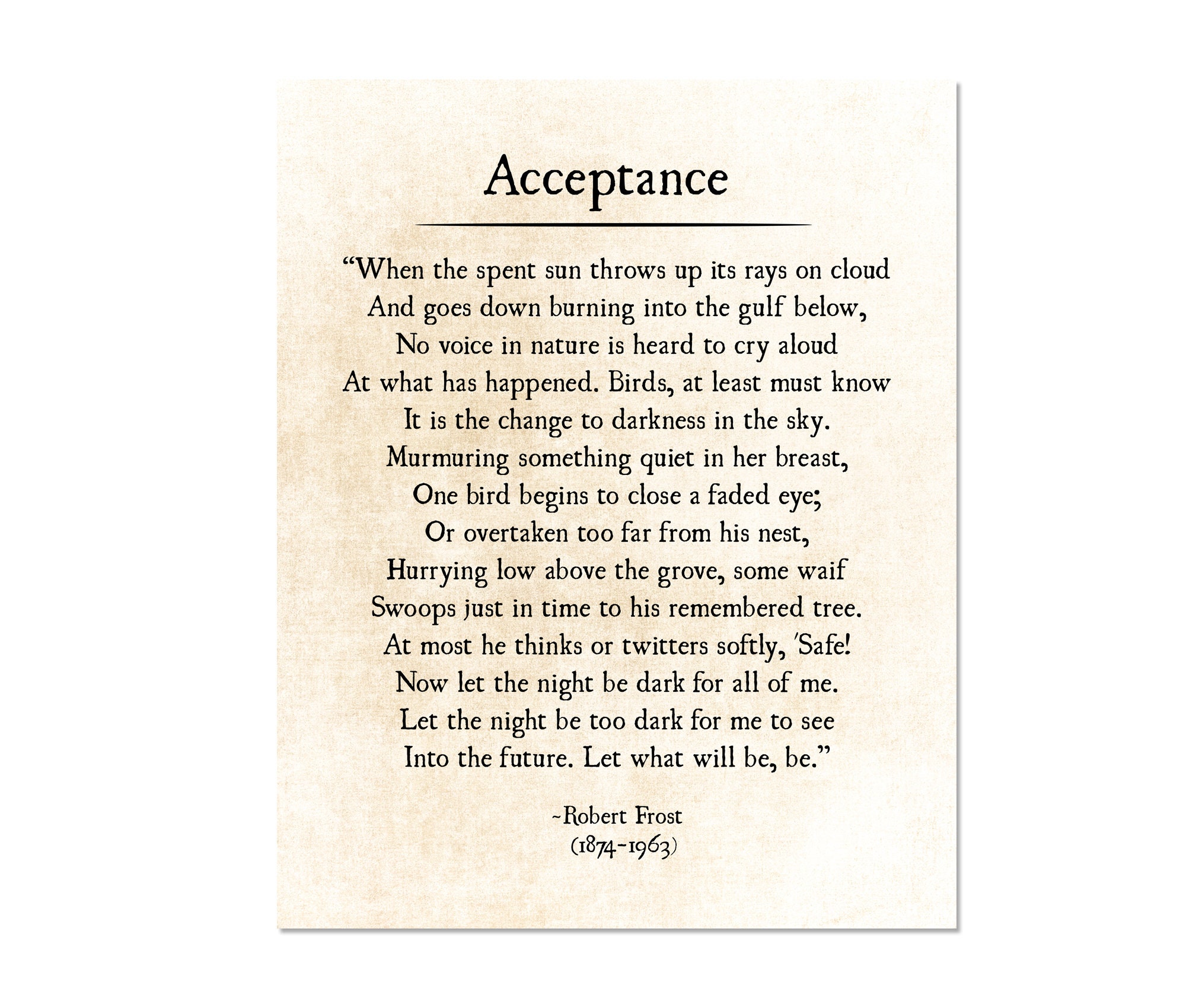 Acceptance Poetry Art Print, Robert Frost Poem, Literary Gift ...