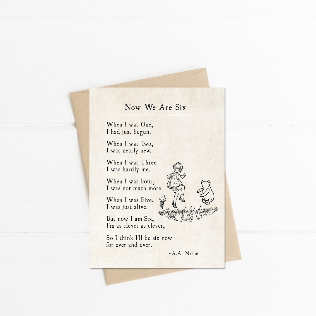Winnie the Pooh Quote Poem, Now We Are Six, AA Milne, Classic Winnie ...