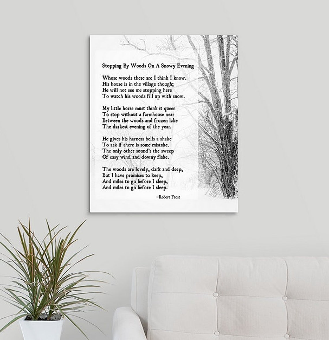Stopping by Woods on a Snowy Evening Robert Frost Poem | Etsy