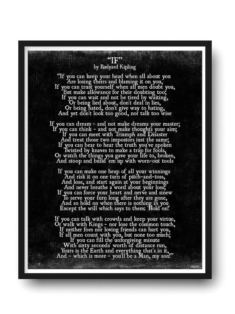 If Rudyard Kipling Poem Print Graduation Gift Inspirational | Etsy