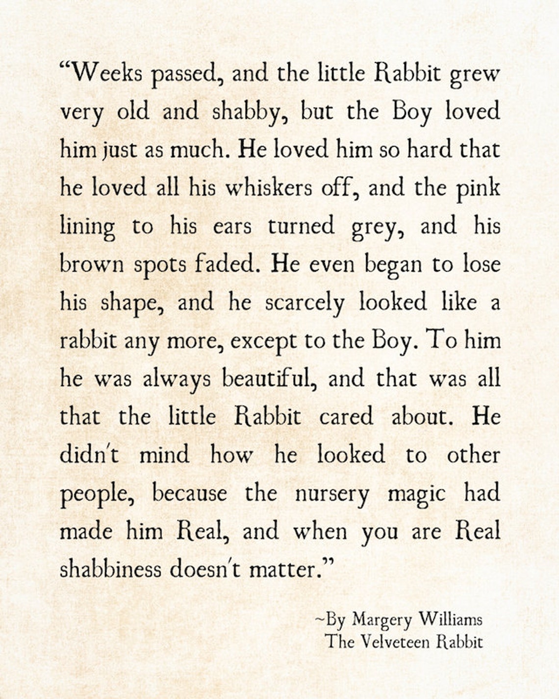 Velveteen Rabbit Quote Margery Williams Literary Print Love - Etsy Canada