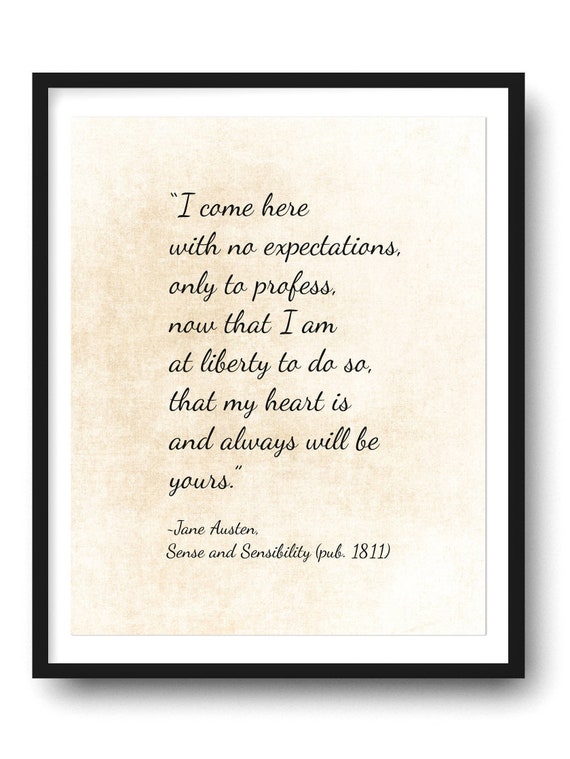 Jane Austen Art Print Sense & Sensibility Quote Jane Austen | Etsy