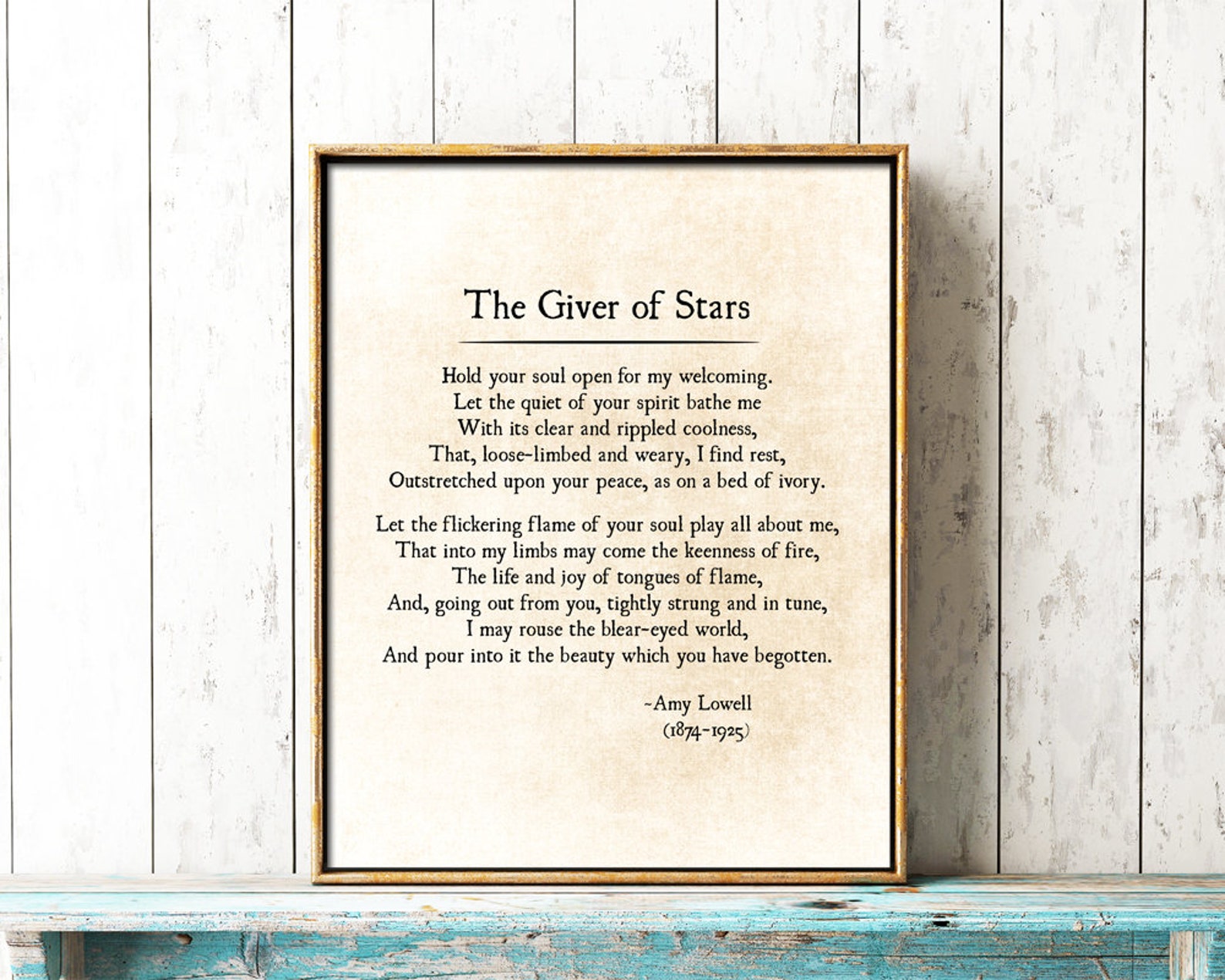 Giver of Stars Poetry Art Print, Amy Lowell Poetry Print, Love Poem ...