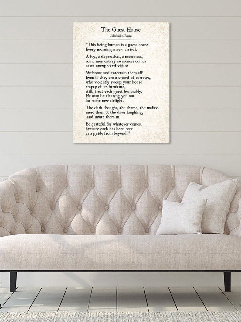 Rumi Poem Print, the Guest House, Literary Wall Art - Etsy UK