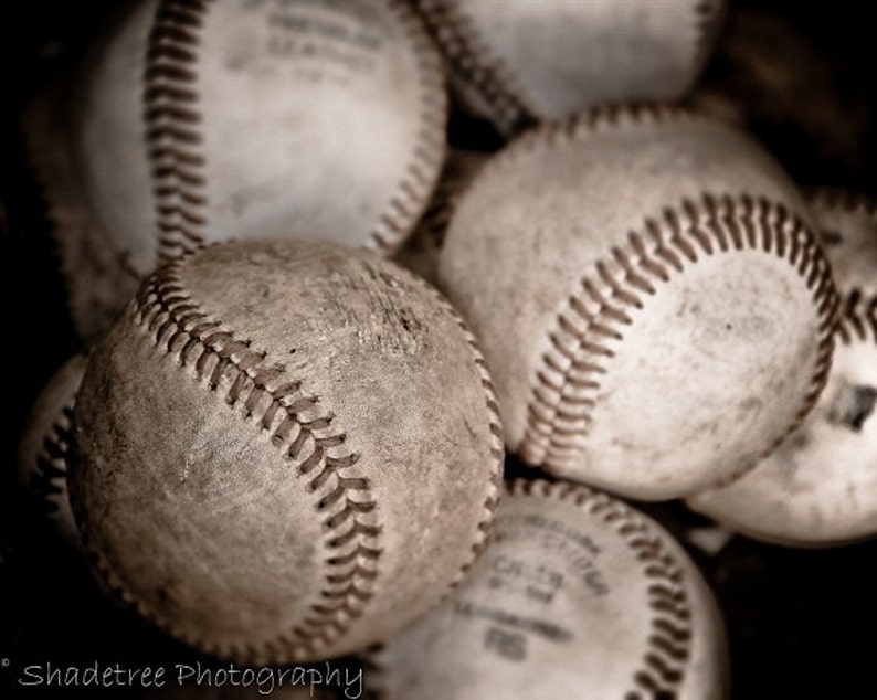 Baseball Collection Rustic Art Sports Fan Boys Room Sepia - Etsy