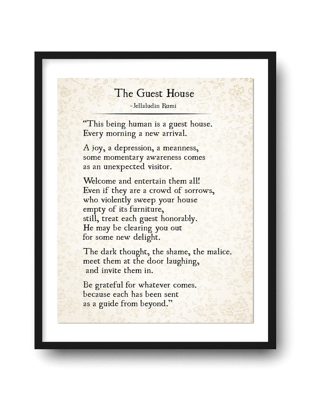 Rumi Poem Print, the Guest House, Literary Wall Art - Etsy