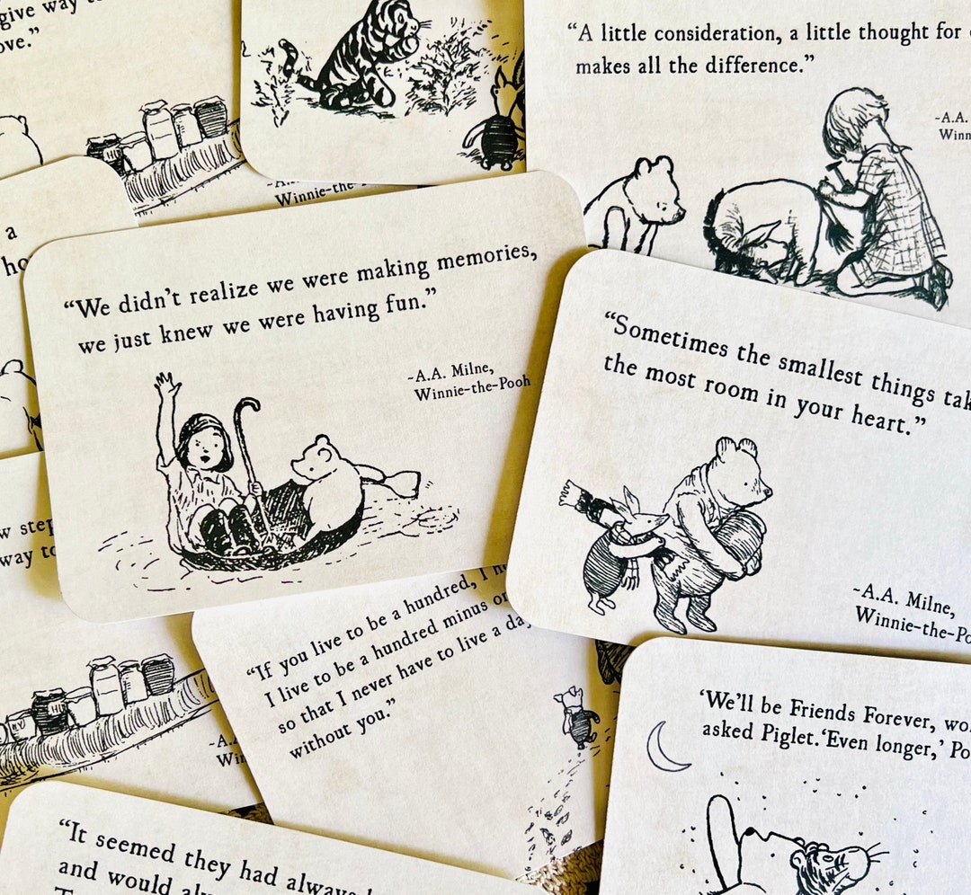 Winnie the Pooh Book Quote Cards, A.A. Milne Quotes, Pooh and Piglet ...