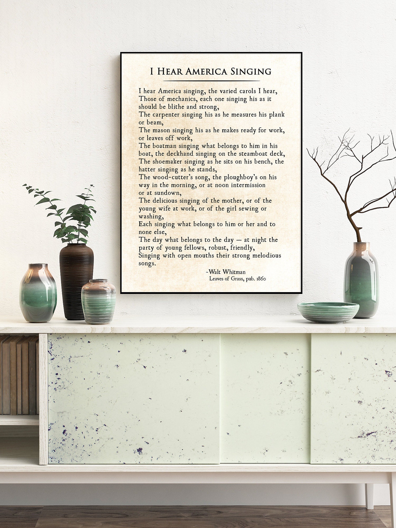 I Hear America Singing Poem Walt Whitman Quote Wall Art | Etsy