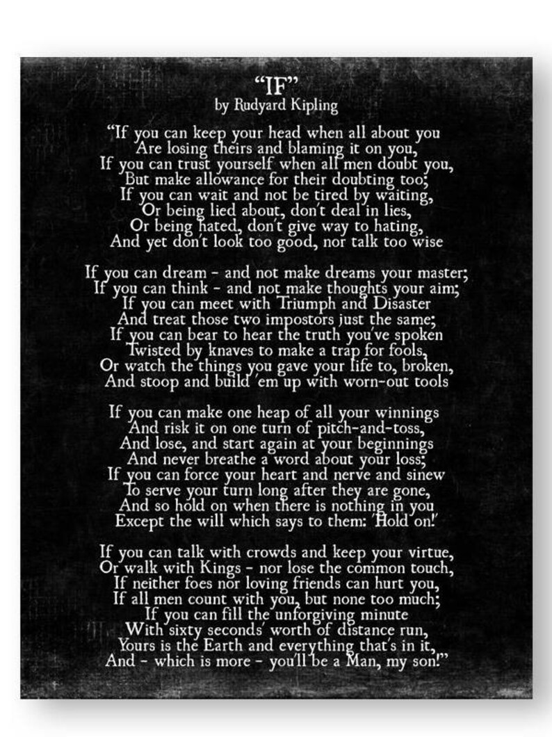If Rudyard Kipling Poem Print Graduation Gift Inspirational - Etsy UK