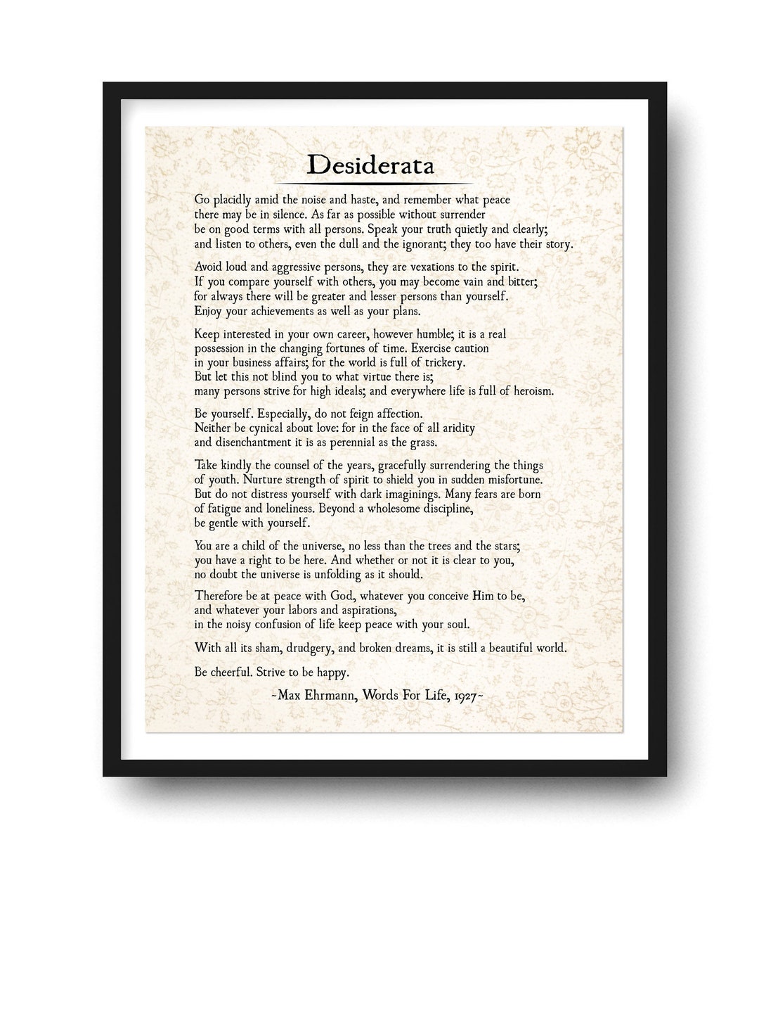 Desiderata Poem Art Print, Desiderata Poetry Art, Inspirational Print ...