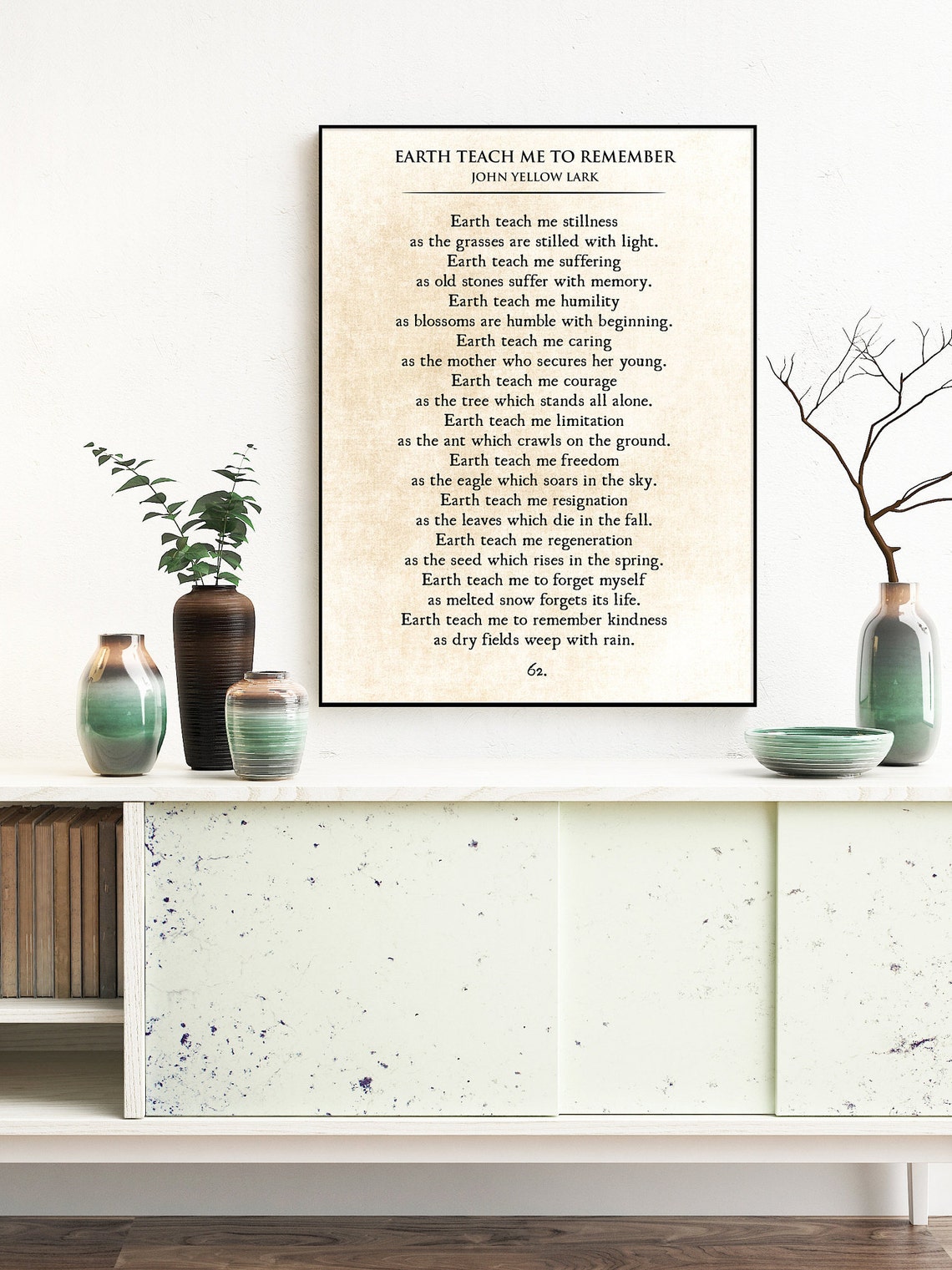 Earth Teach Me to Remember Poem John Yellow Lark Poem Native | Etsy