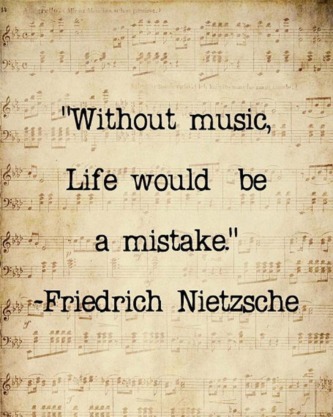 Music Quote Musical Notes Friedrich Nietzsche Sepia Natural for the ...