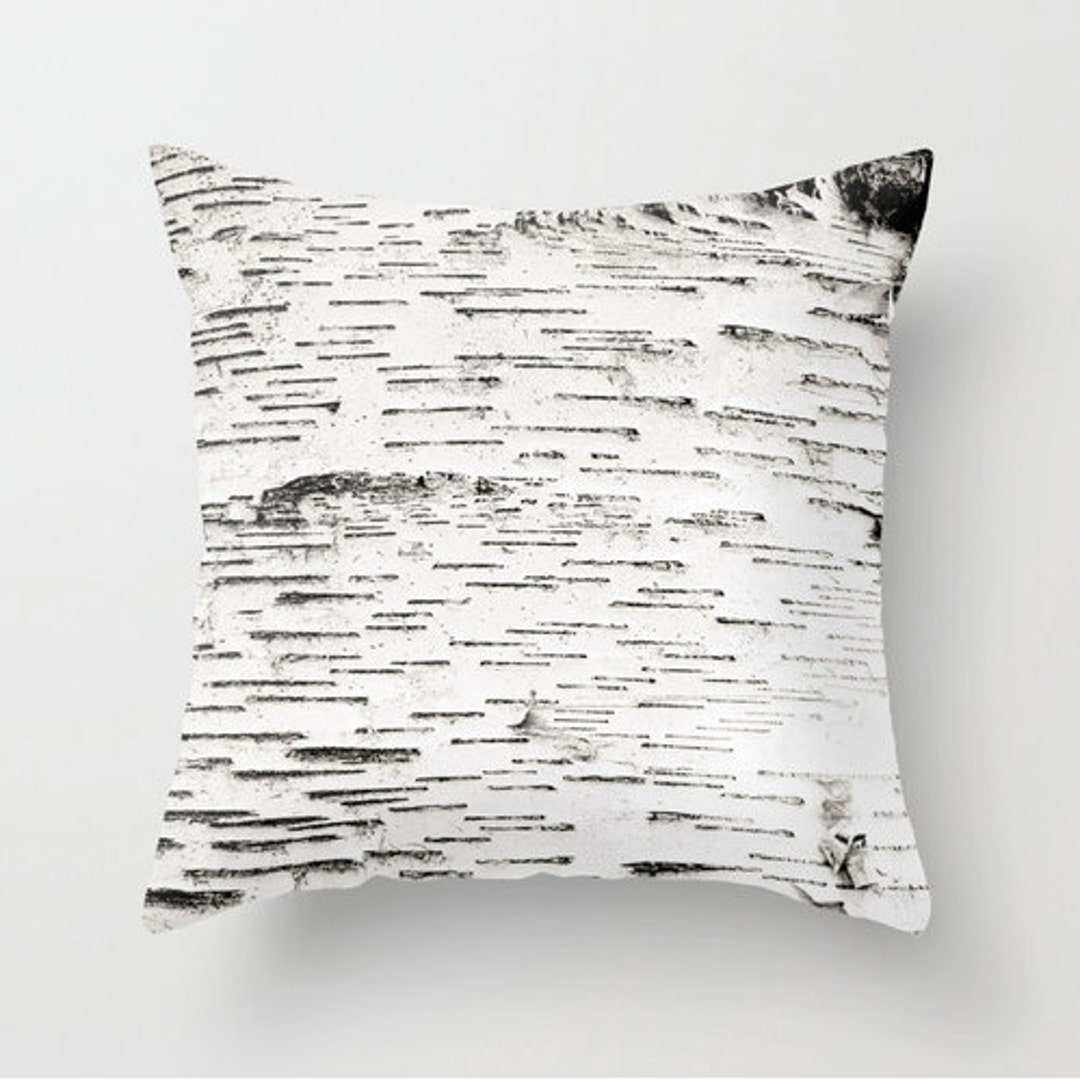 Birch Bark Velveteen Pillow Cover Natural White Birch Bark Forest ...