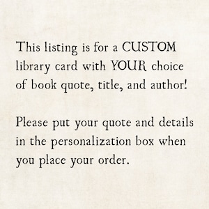 Custom Quote Library Card, Personalized Library Card, Book Lover Gift ...