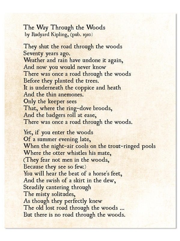 Rudyard Kipling Poem the Way Through the Woods Literature - Etsy Canada