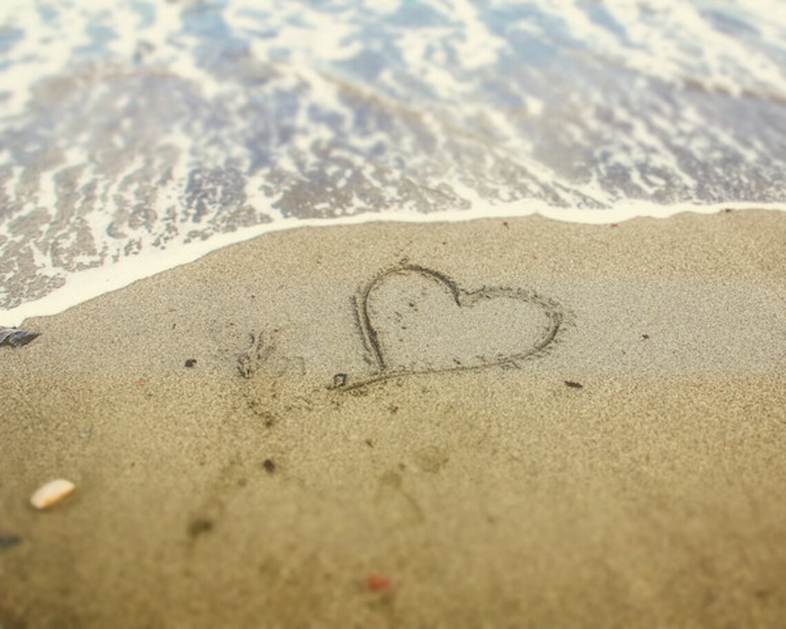 Heart in the Sand Love Beach Sandy Beach Waves Summer Photo Nautical ...