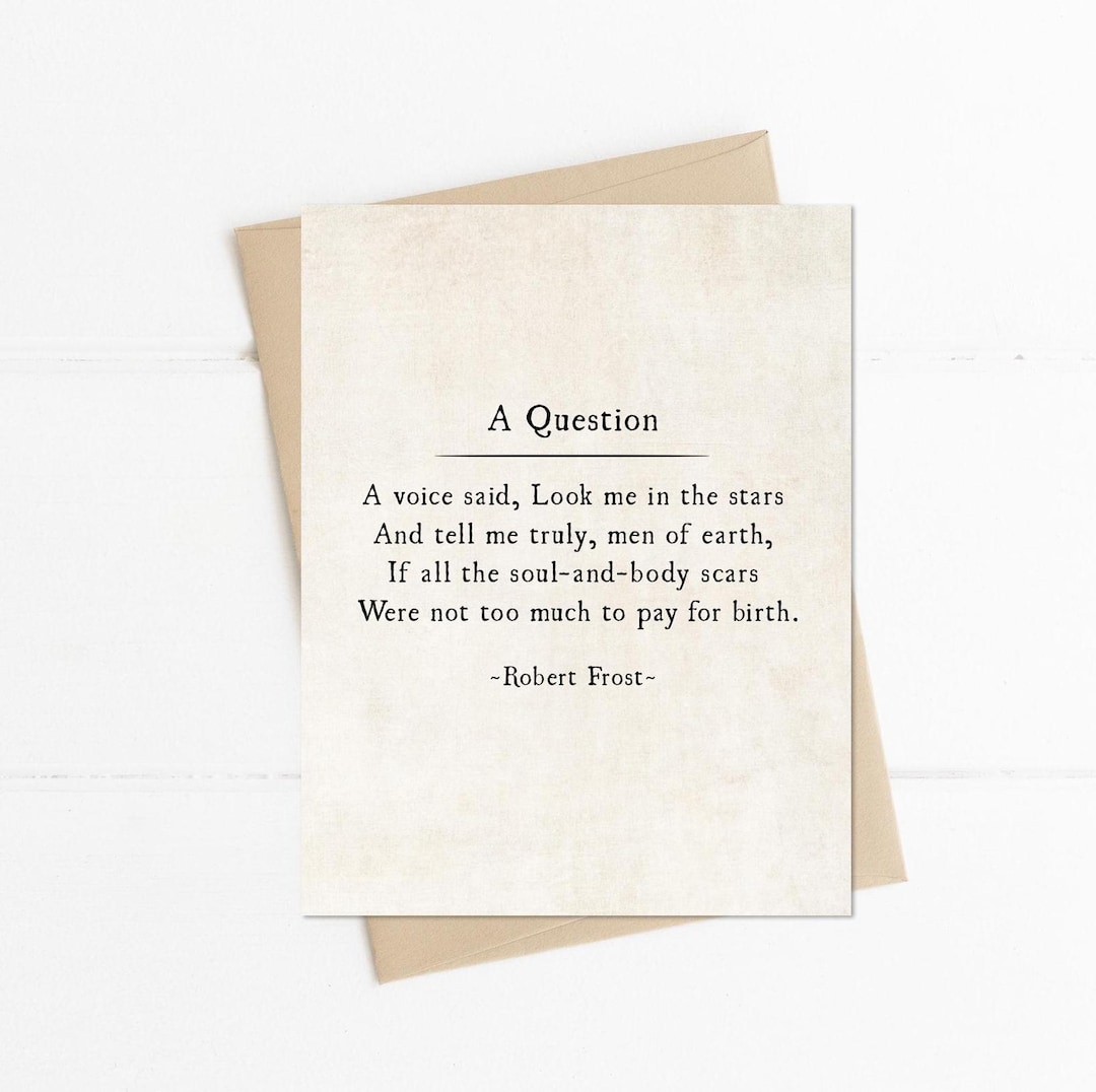 Robert Frost Poem, A Question, Literary Poem, Poetry Print Note Card ...