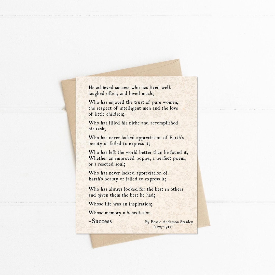 Lived Well Laughed Often Loved Much Poem, Bessie Anderson Stanley ...
