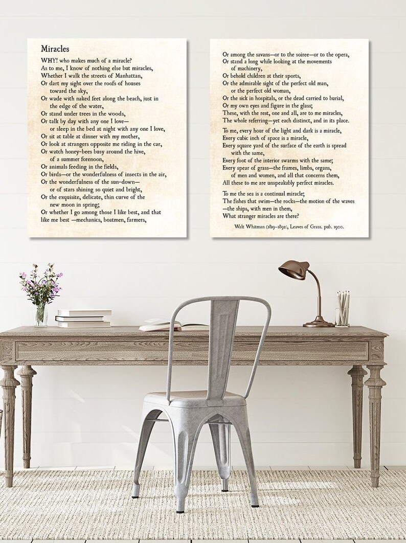 Walt Whitman Quote Art Print Miracles Poem Leaves of Grass - Etsy