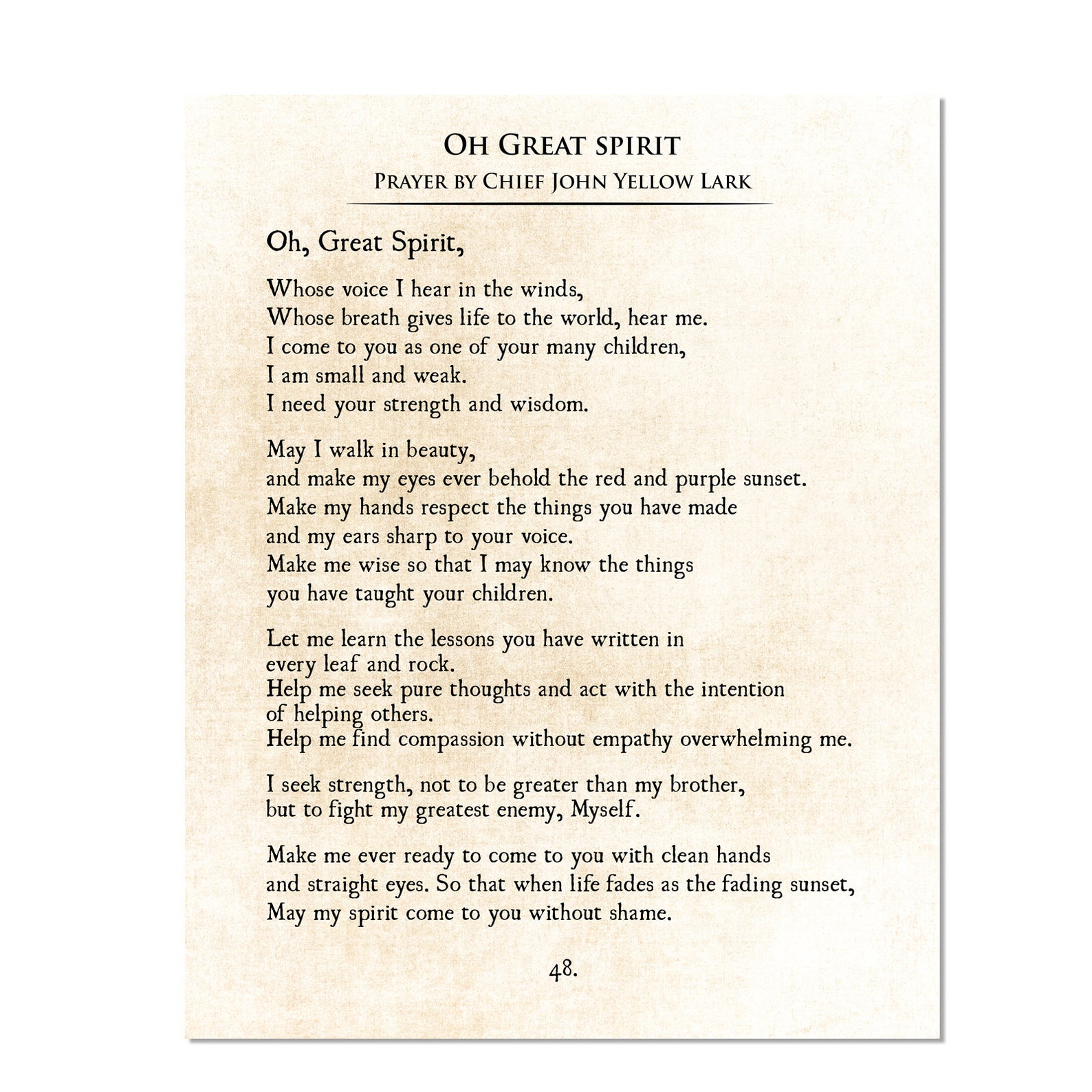 Oh Great Spirit Native American Prayer, John Yellow Lark Prayer ...