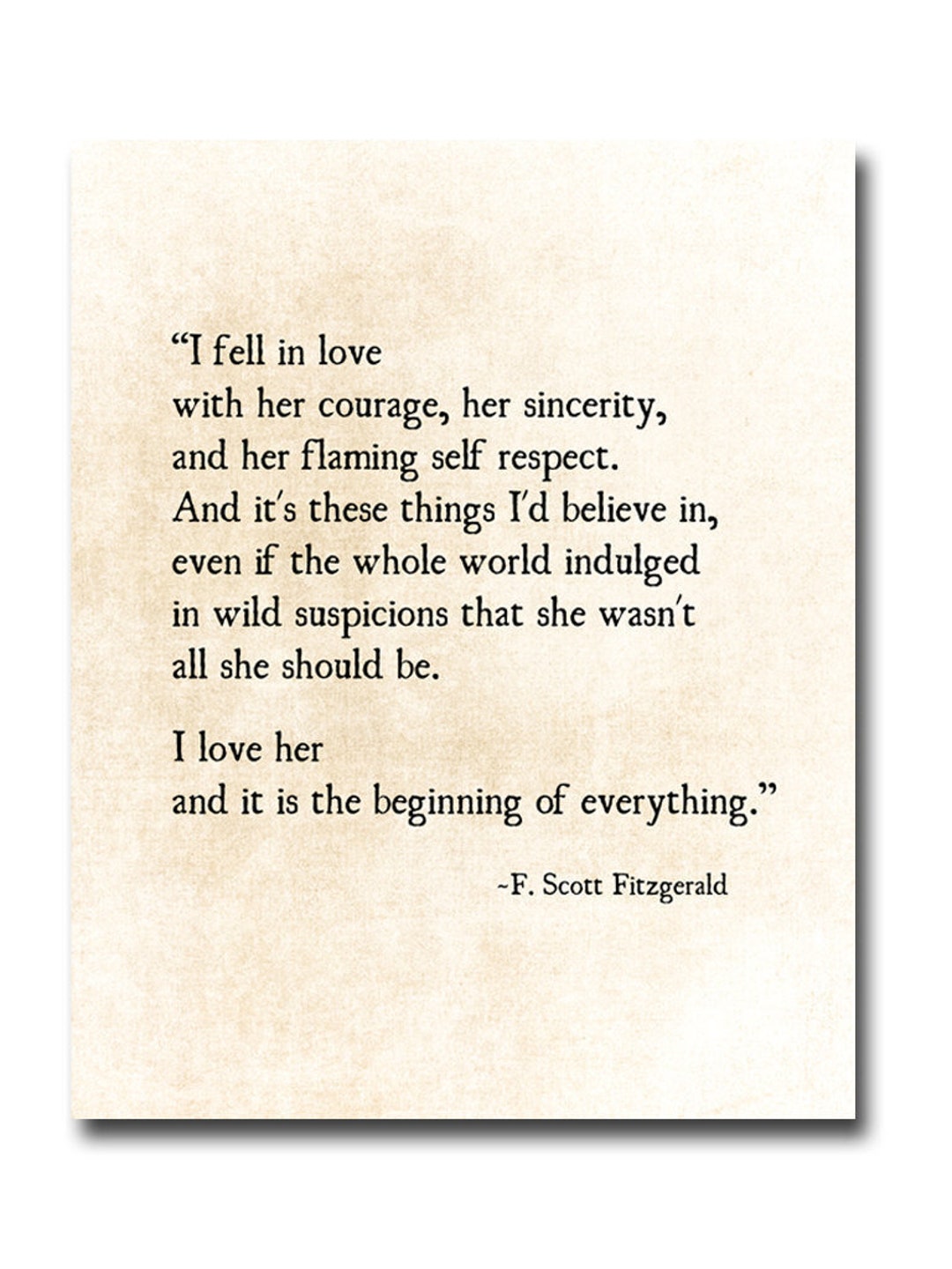 I Fell in Love Quote, F. Scott Fitzgerald Quote, Literary Art Print ...