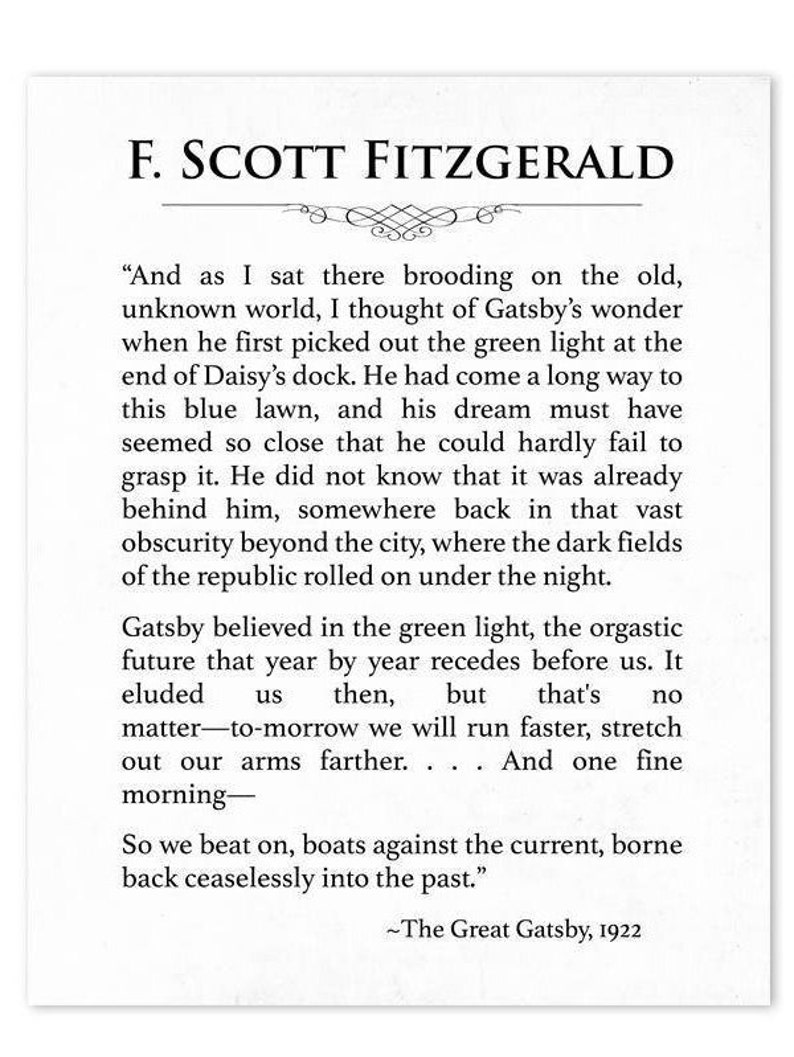 The Great Gatsby Art Print F Scott Fitzgerald Art Print - Etsy
