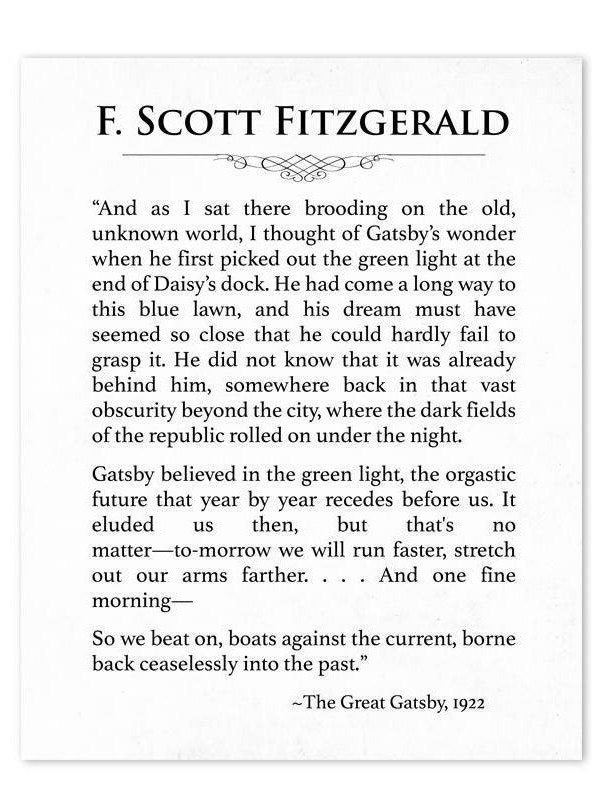 The Great Gatsby Art Print F Scott Fitzgerald Art Print - Etsy