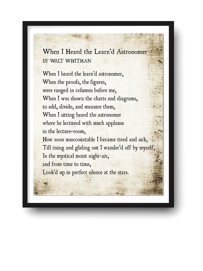 Walt Whitman Poem Art Print Learn'd Astronomer Leaves of | Etsy