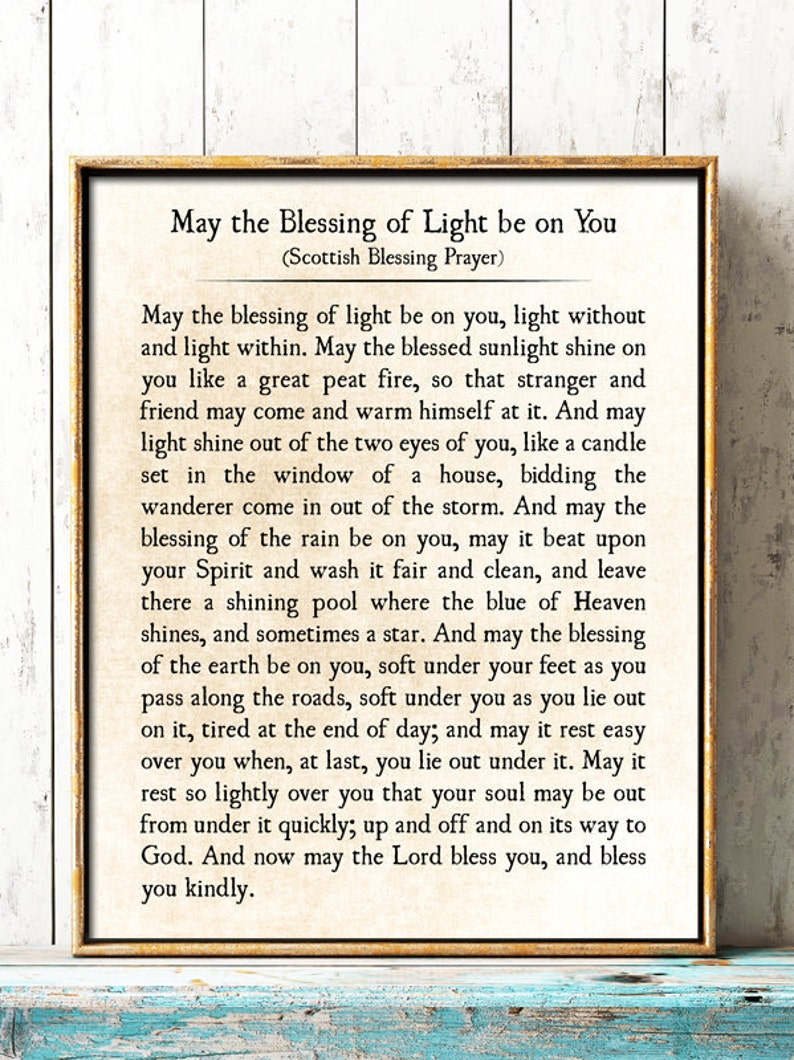 May the Blessing of Light Be on You, Irish Scottish Blessing Art Print ...